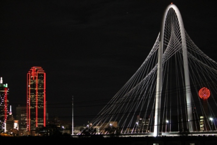 Dallas Skyline At Night Red Downtown Dallas Night Photograph, Red